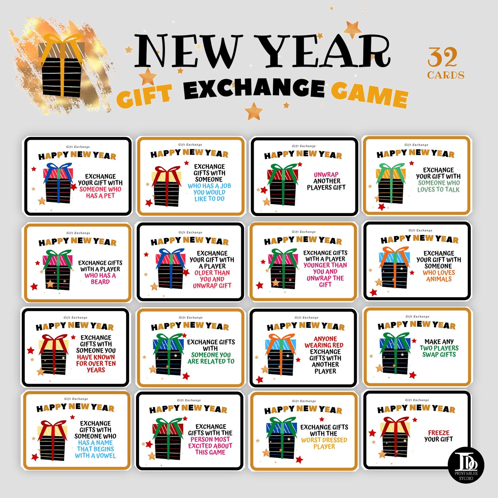 New Year Gift Exchange Game Yankee Swap White Elephant | Etsy