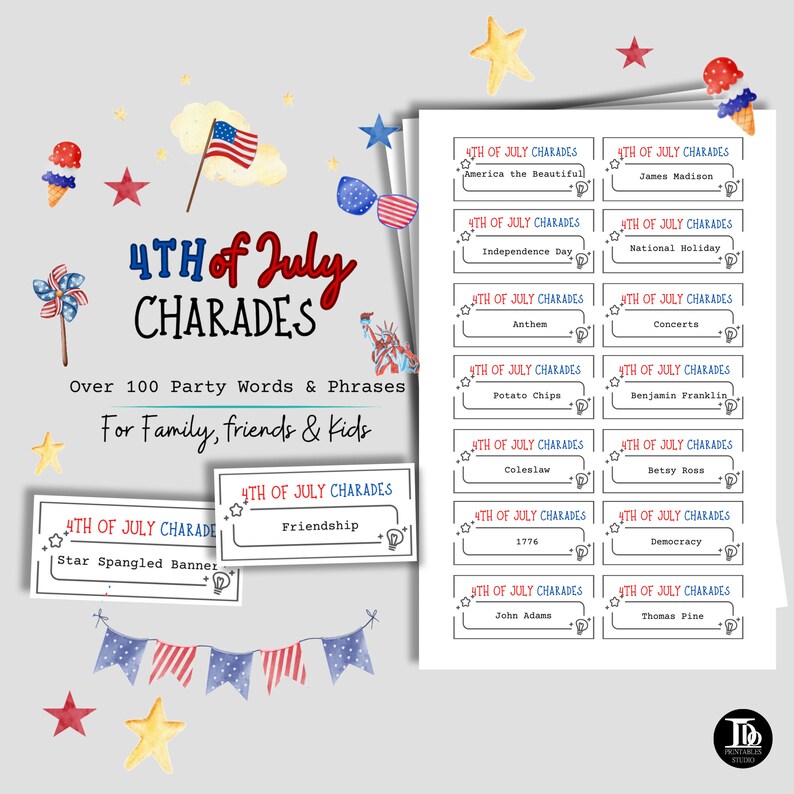 4th of July Family Charades Games | American Patriotic Games for ...