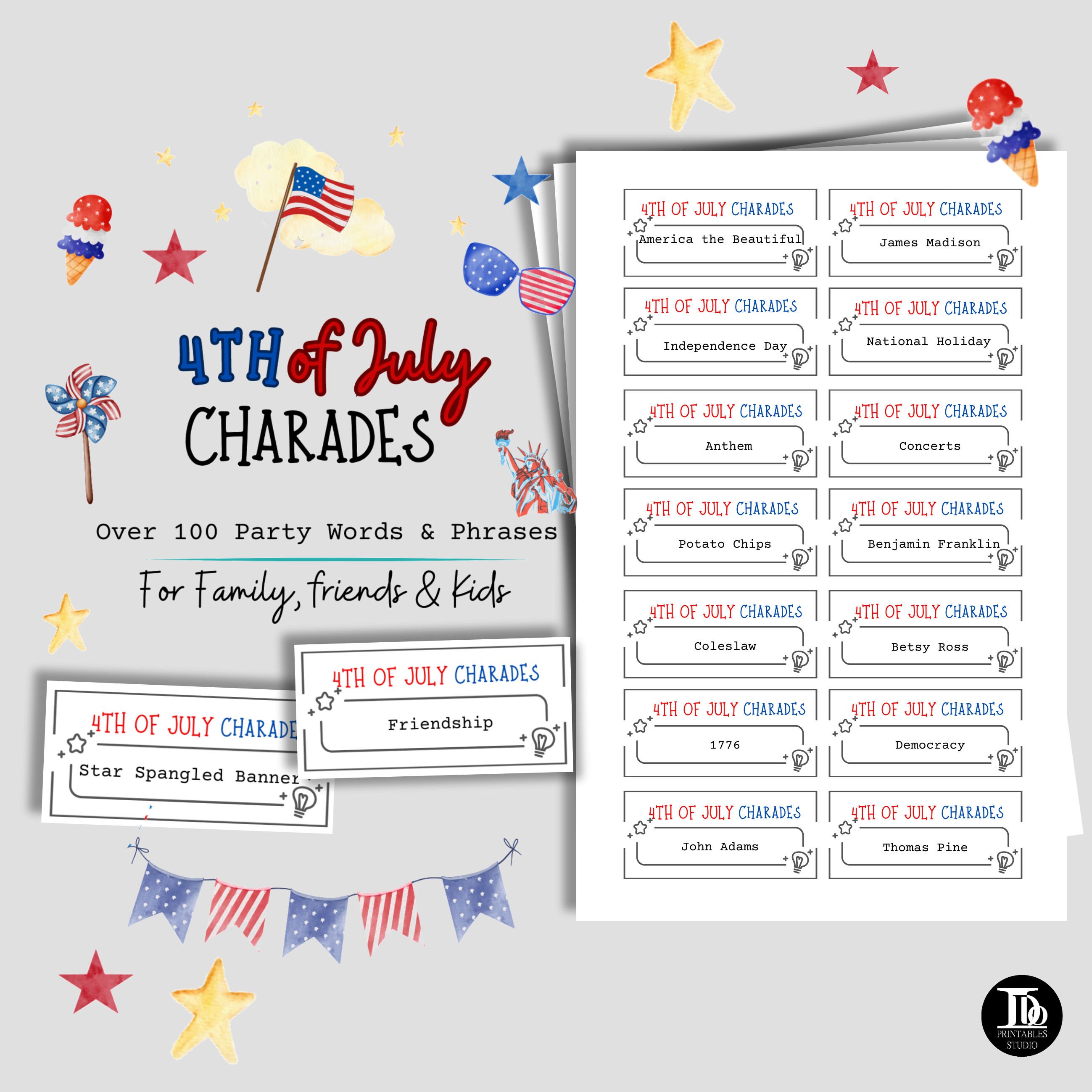 4th of July Family Charades Games | American Patriotic Games for ...