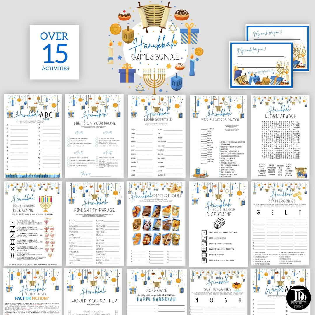 Hanukkah Games Bundle Printable Family Hanukkah Party - Etsy
