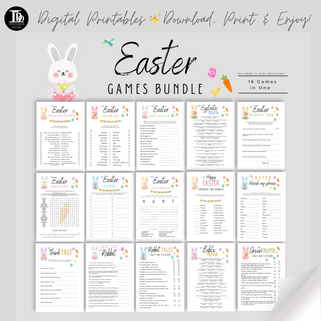 Printable Easter Bunny Games for Family| Funny Spring Activities for ...