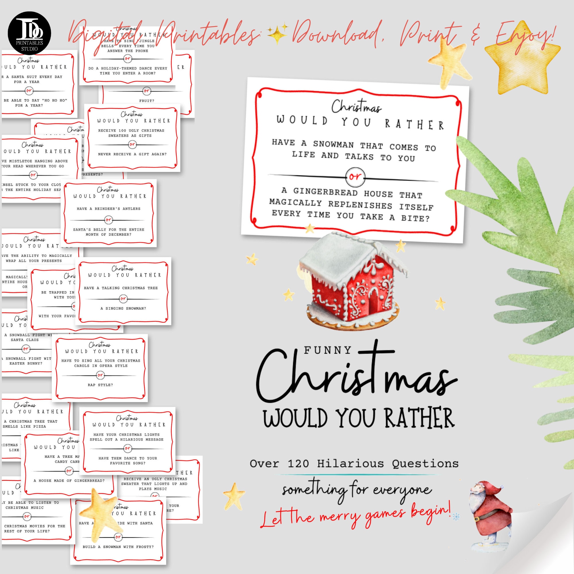 Christmas Would You Rather Question Cards | Family Reunion Holiday ...