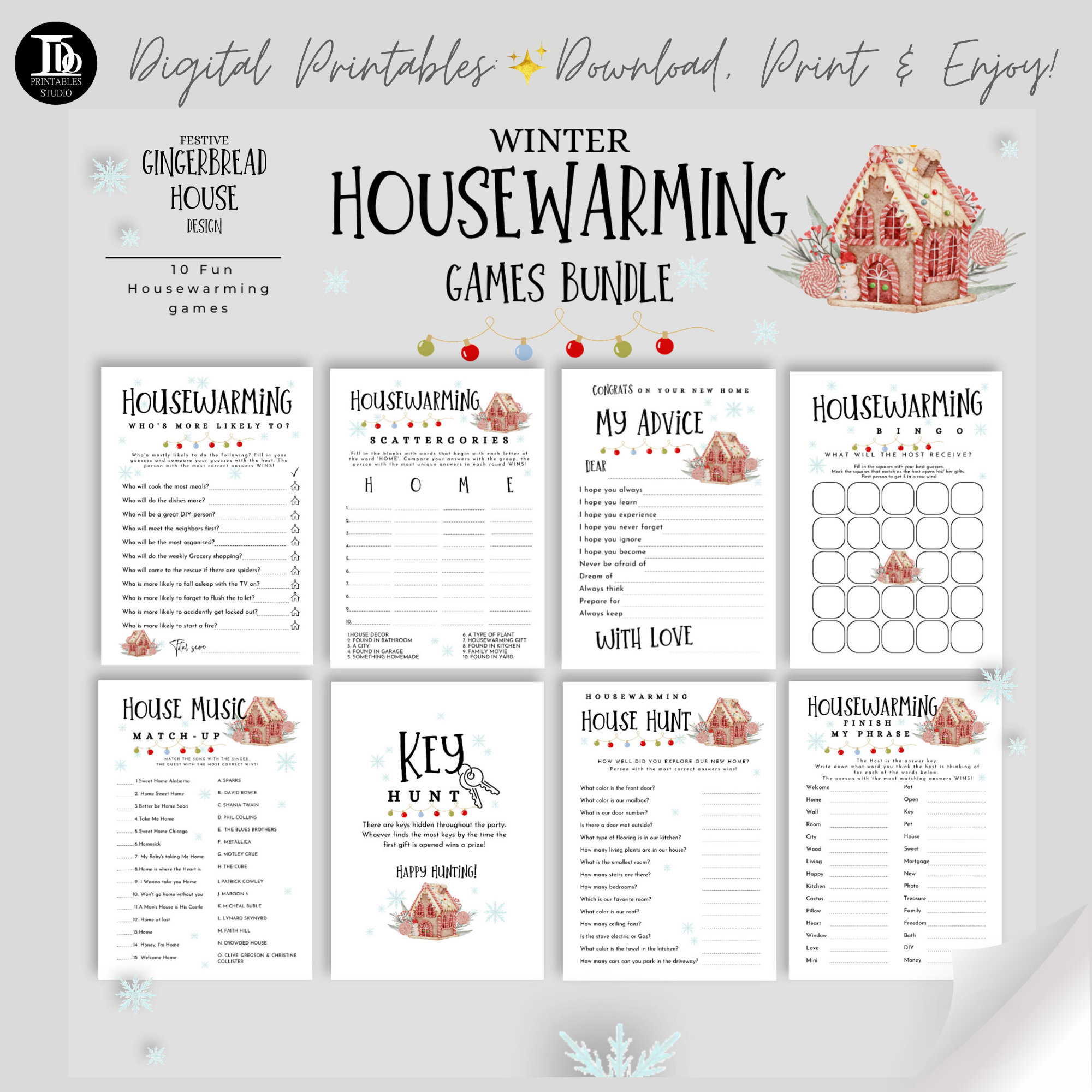 Gingerbread House Housewarming Party Games Bundle New House Holiday ...