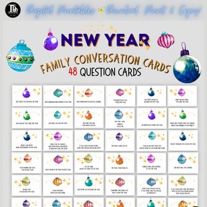New Year Family Conversation Cards | New Year's Eve Dinner Party | New ...