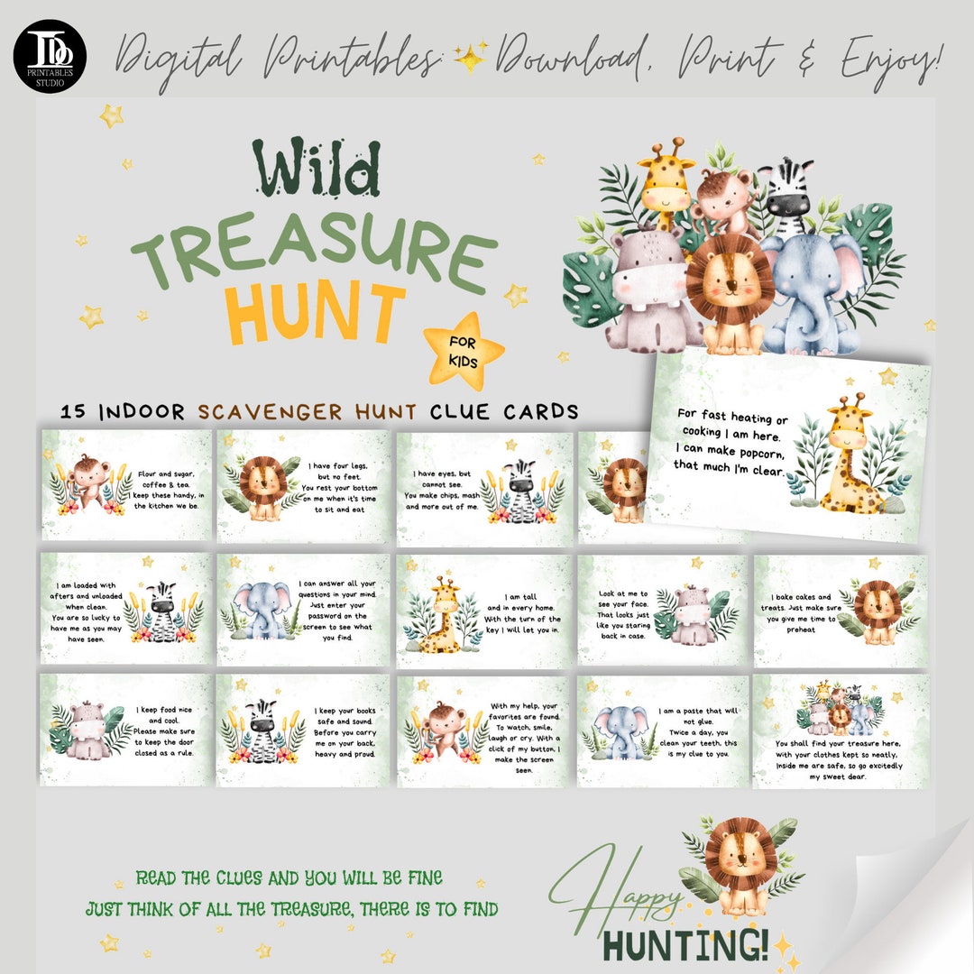 Wild Safari Jungle Animal Birthday Party Treasure Hunt for Kids | Wild ...