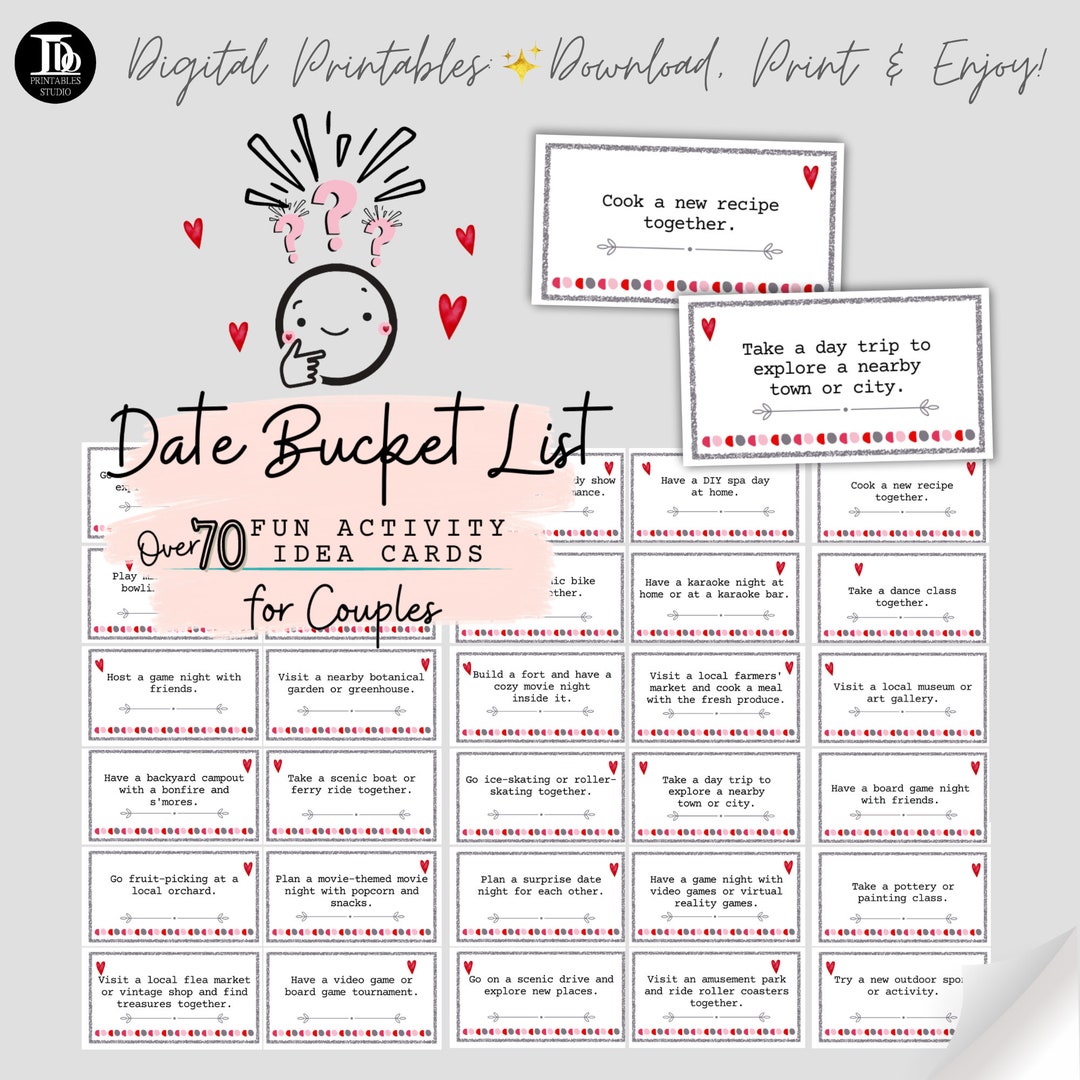 Date Bucket List Activity Idea Cards for Couples | Date Bucket List ...