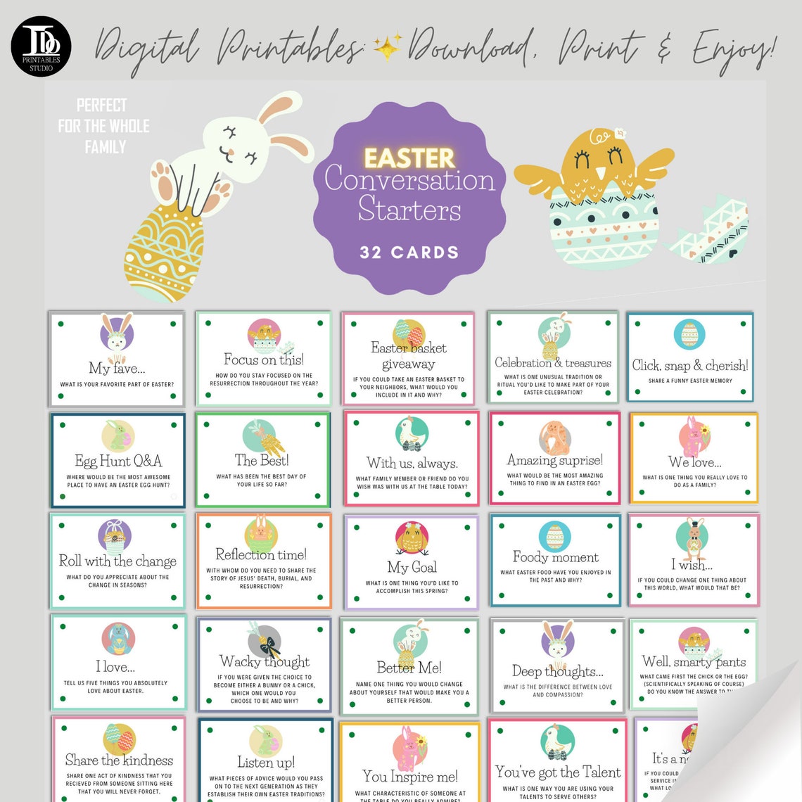 Printable Easter Conversation Cards / Family Easter / Family Activity ...