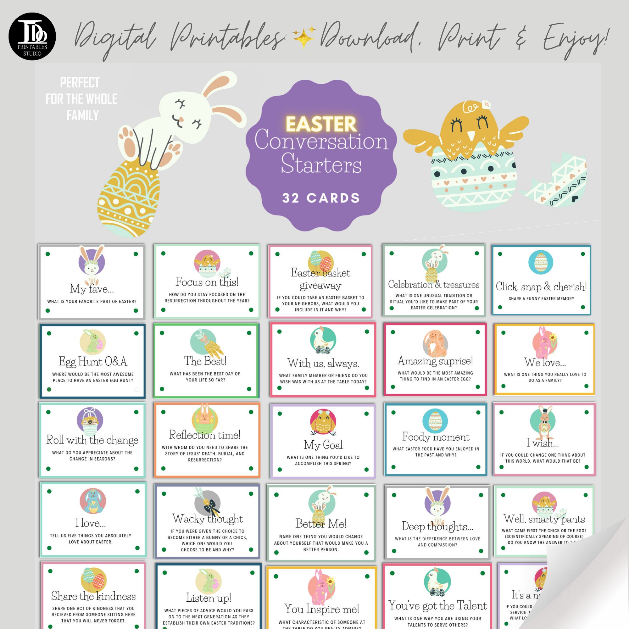 Printable Easter Conversation Cards / Family Easter / Family Activity ...