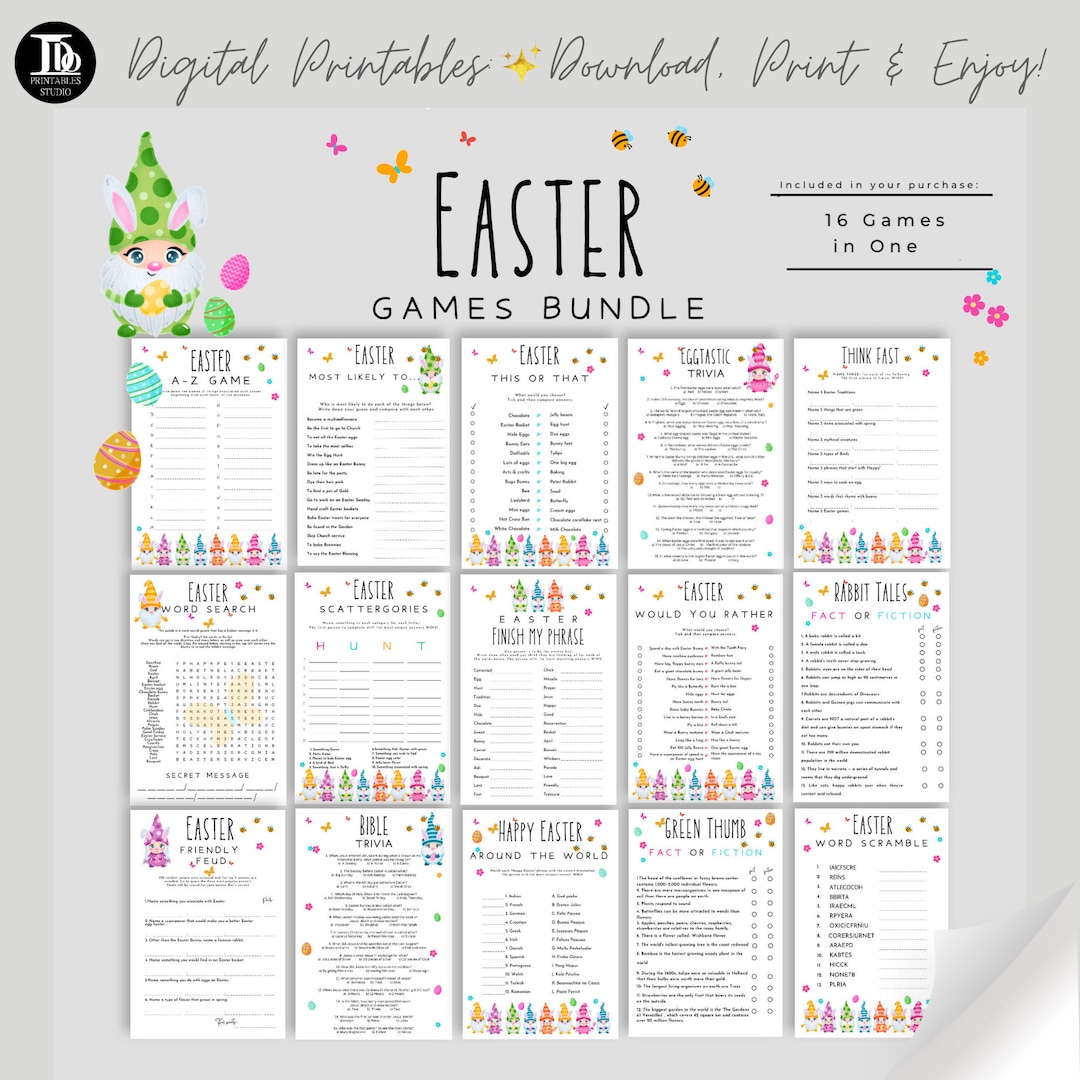 Easter Games and Activities Bundle | Printable Family Friendly Games ...