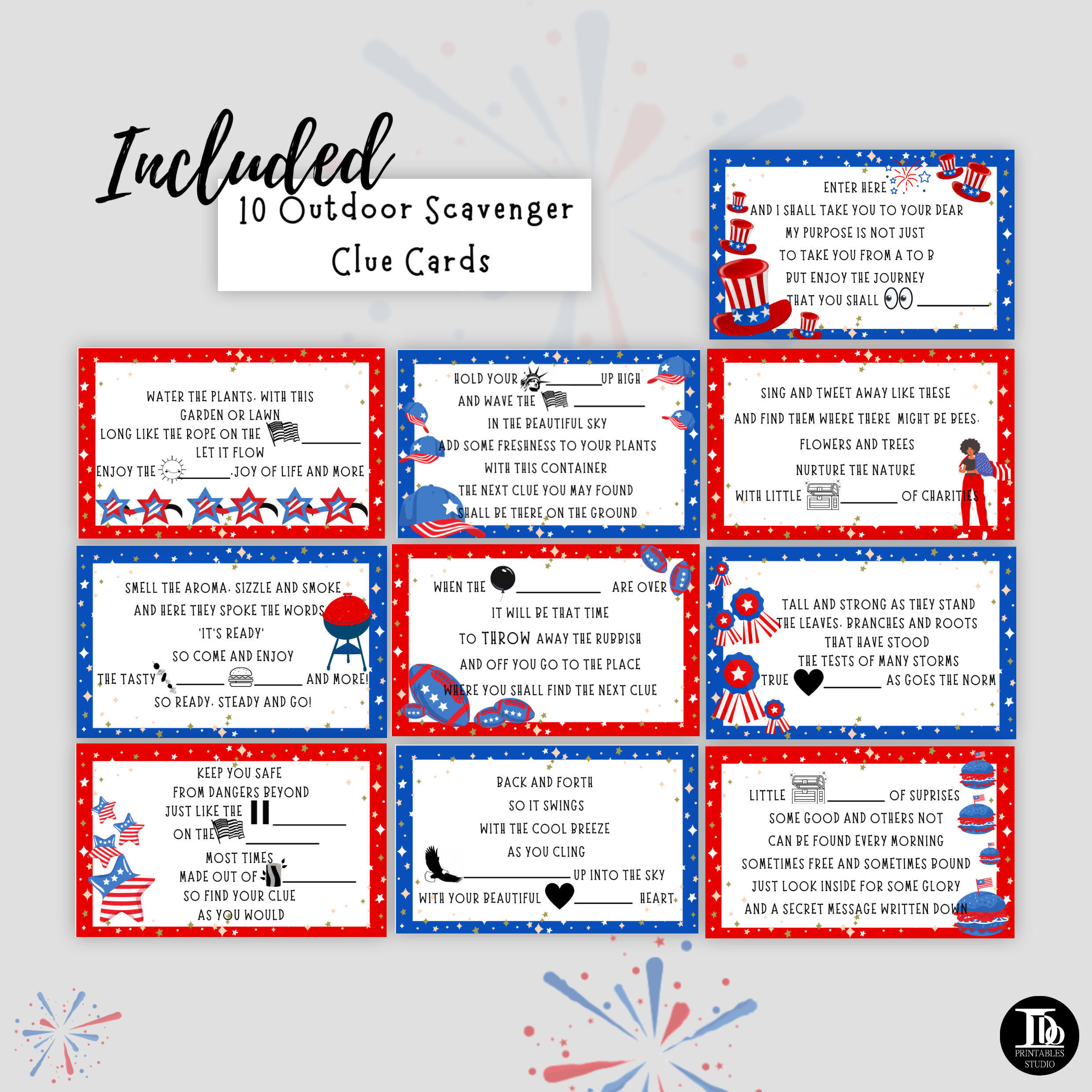 Fourth of July Scavenger Hunt Bundle / Scavenger Hunt Clues / Treasure ...