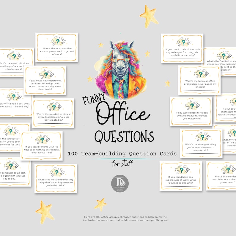 100 Office Question Icebreaker Cards | Office Team-building Tasks ...