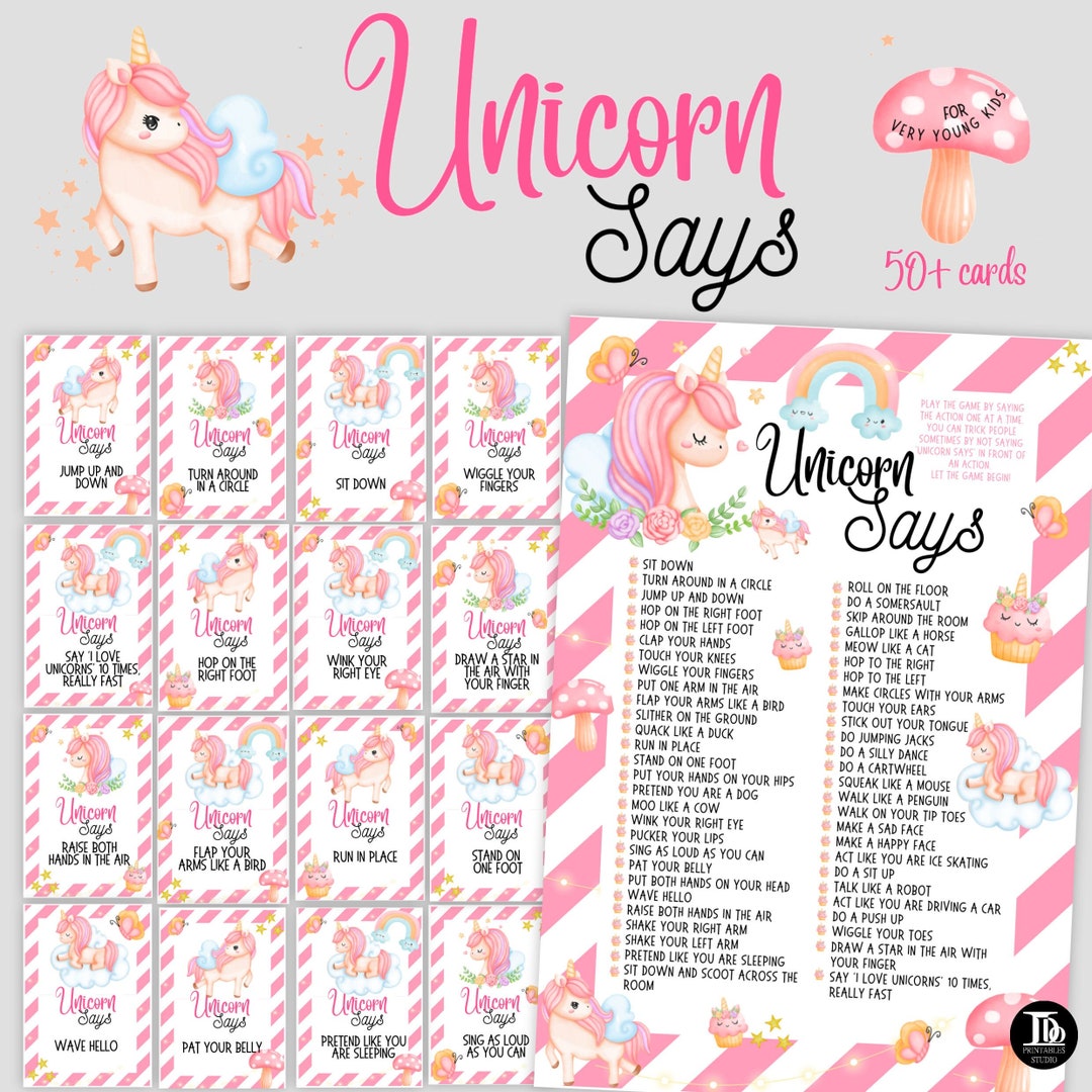 Unicorn Themed Game for Kids Pink Unicorn Themed Birthday - Etsy