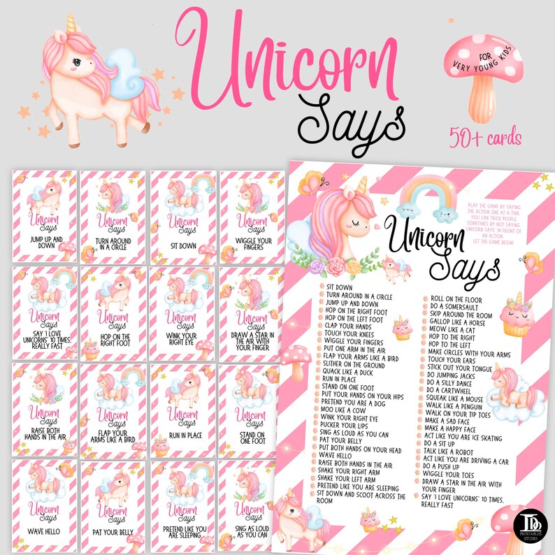 Unicorn Themed Game for Kids Pink Unicorn Themed Birthday - Etsy