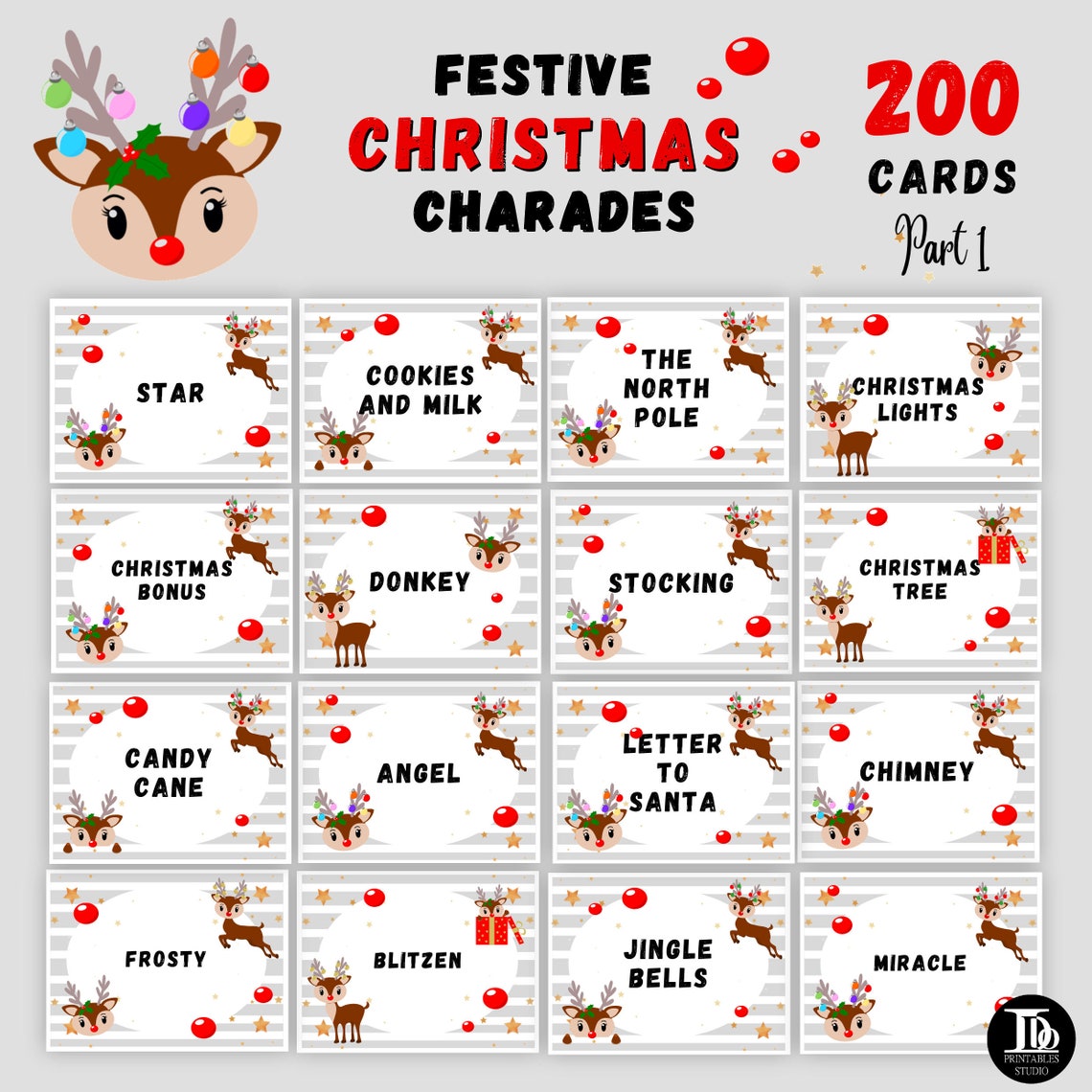 Christmas Charades Game Bundle Family Christmas Games - Etsy