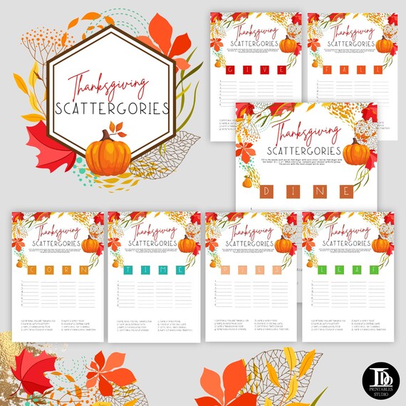 7 Thanksgiving Scattergories Bundle Thanksgiving Group Games | Etsy