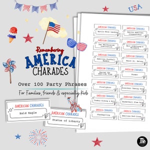 American Charades Game Printable for Family Reunions, Birthday Parties ...