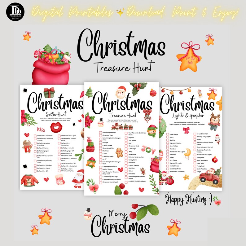 Printable Kids Christmas Activity Bundle | Christmas Scavenger Hunt ...