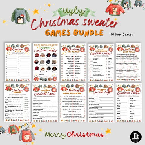 Ugly Sweater Party Games Bundle Printable Ugly Sweater Games - Etsy