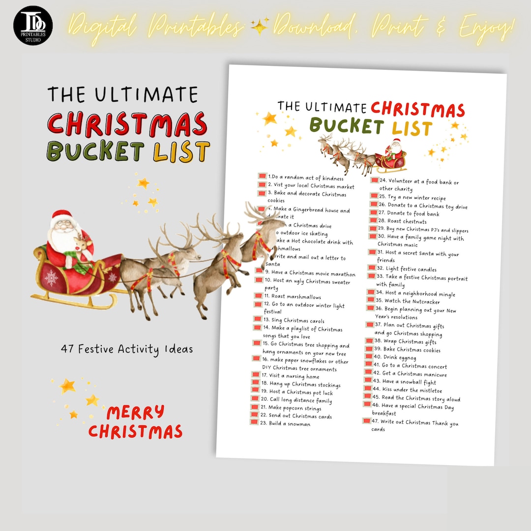 Ultimate Christmas Bucket List | Christmas Activity Countdown | Advent ...