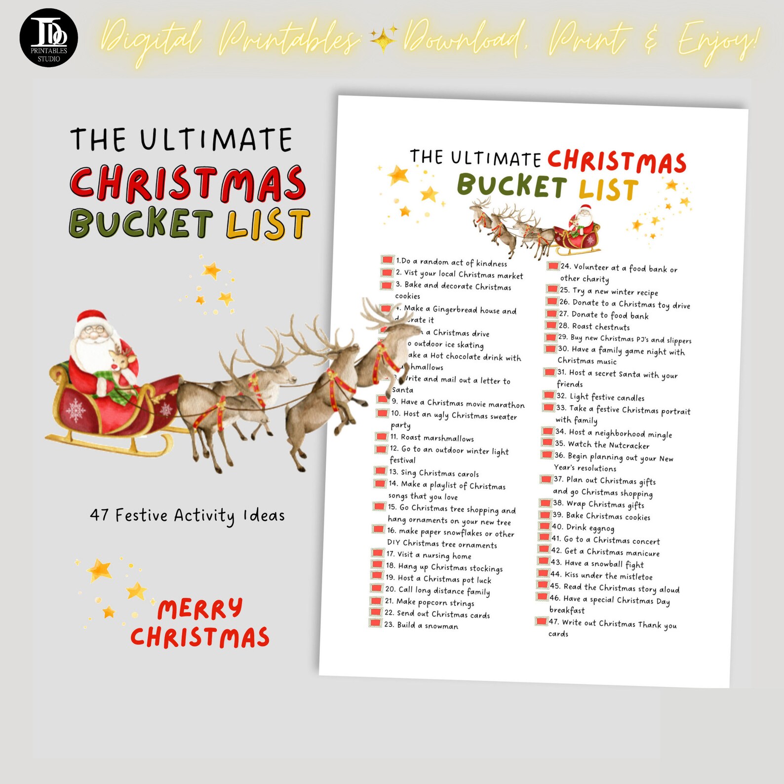 Ultimate Christmas Bucket List | Christmas Activity Countdown | Advent ...