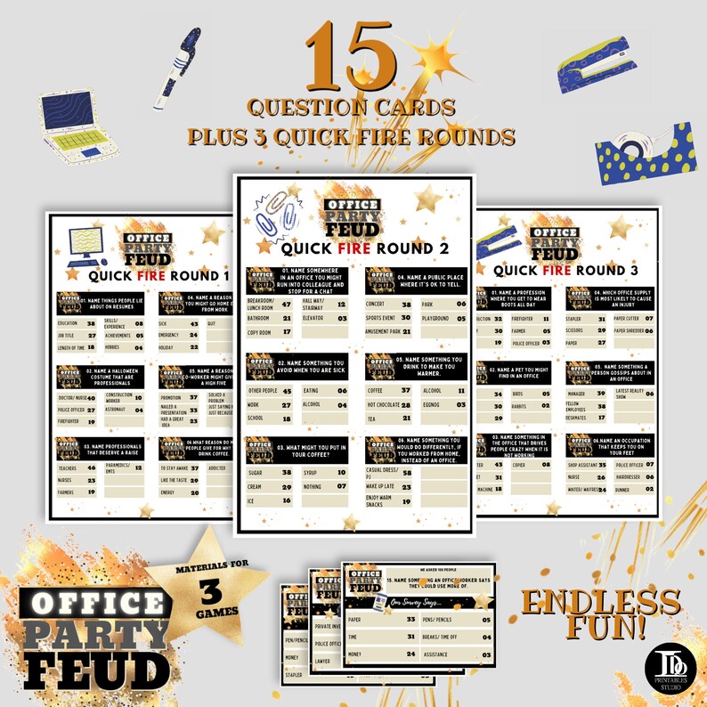 Office Party Feud Game Printable Team Building Group Office - Etsy