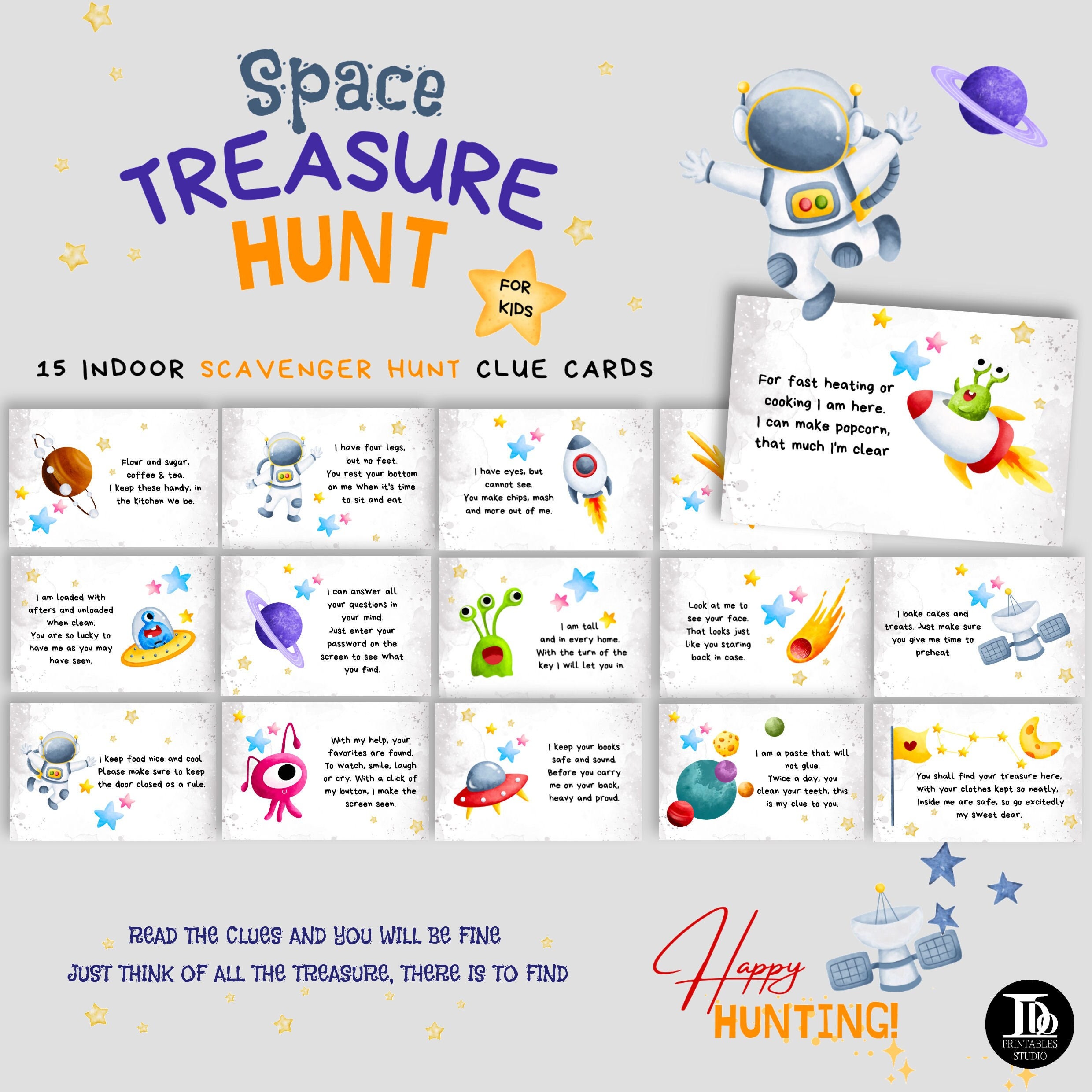 Space Treasure Hunt for Kids Printable Indoor Scavenger Hunt - Etsy