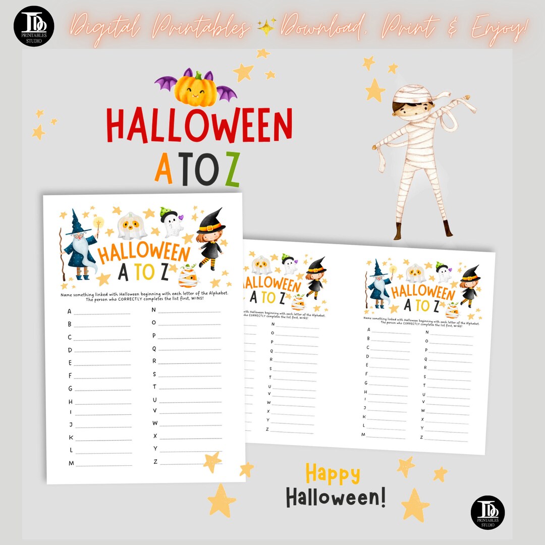 Printable Halloween A to Z Activity Sheet | Halloween Game for Kids ...