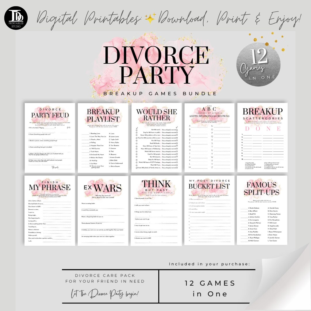Divorce Party Care Pack | Break-up Games Bundle | Printable Breakup ...