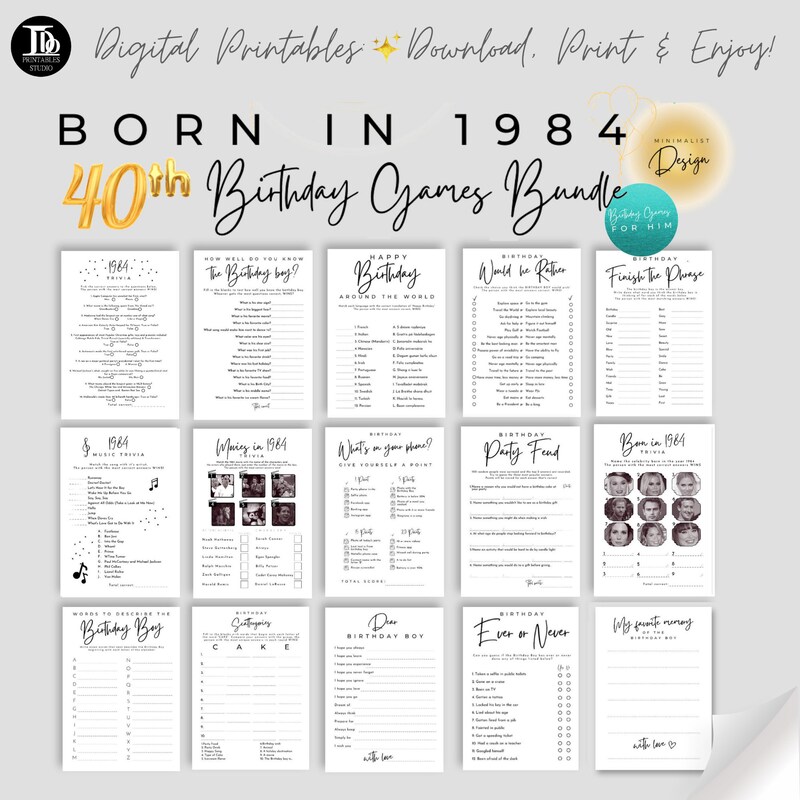 40th Printable - Etsy
