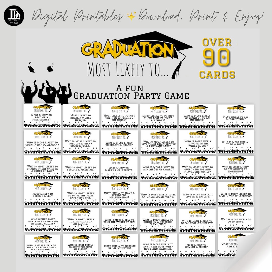 Graduation Party Game Cards | Most Likely to | Printable Graduation ...