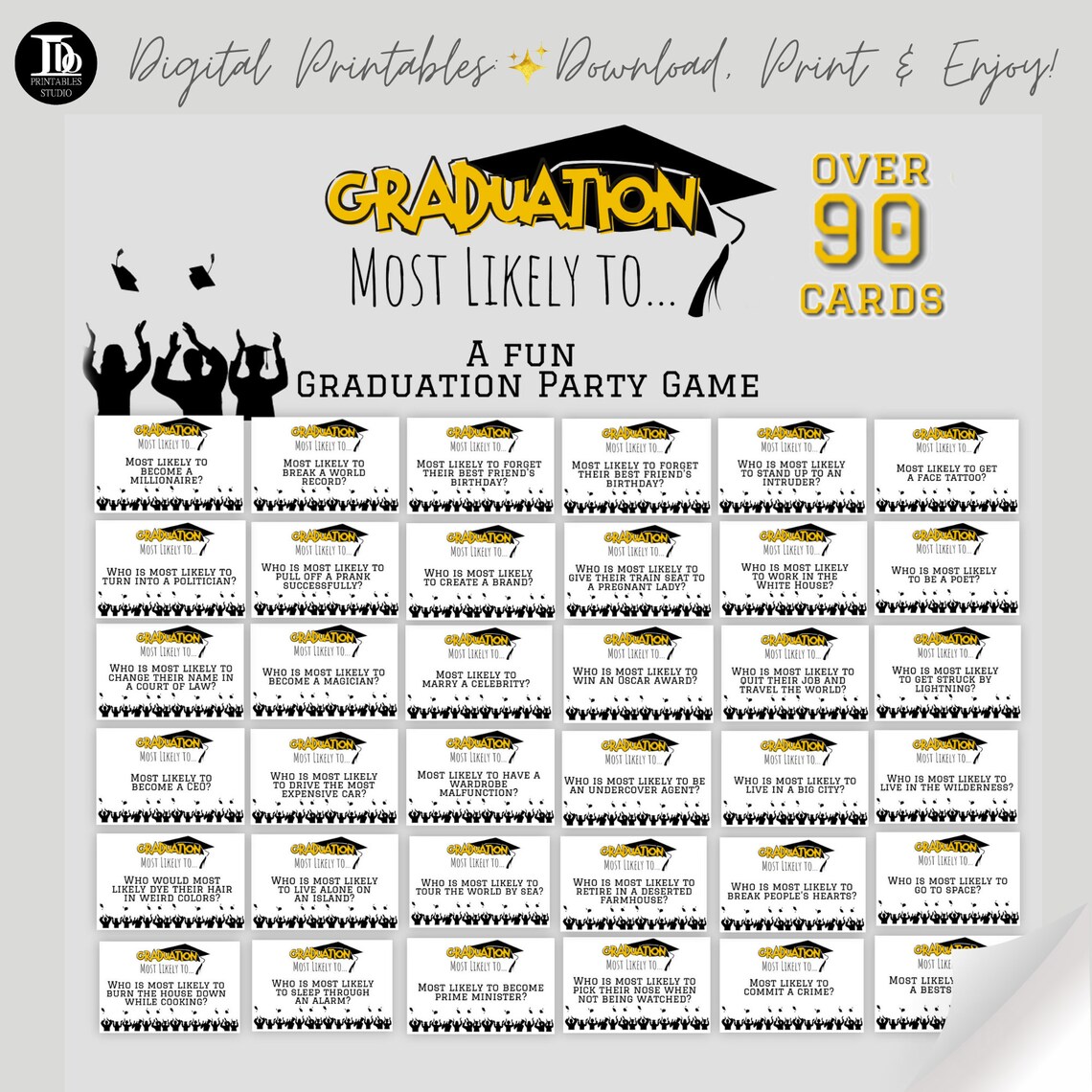 Graduation Party Game Cards Most Likely to Printable Graduation Game ...