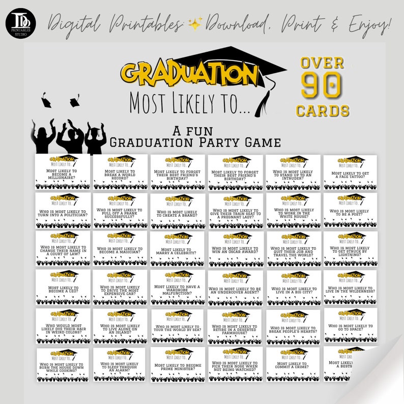 Graduation Party Game Cards | Most Likely to | Printable Graduation ...