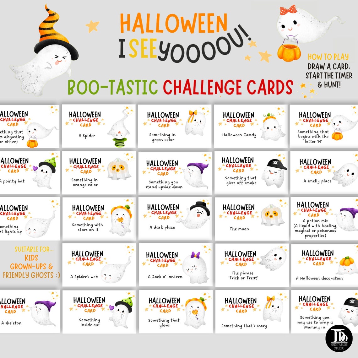 Halloween Scavenger Challenge Activity for Kids Printable - Etsy