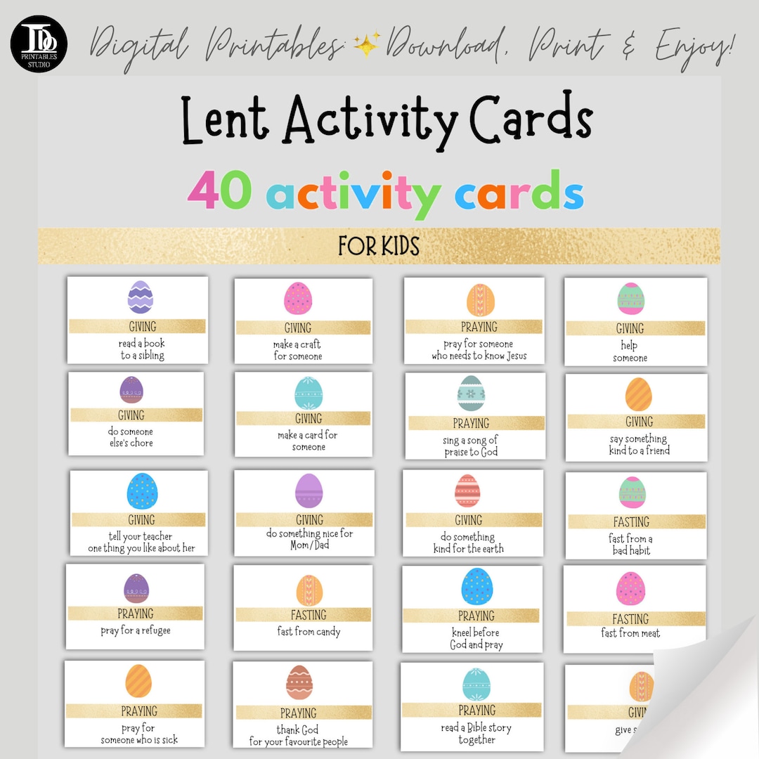 Printable 40 Lent Activity Cards / Lenten Activity for Children ...
