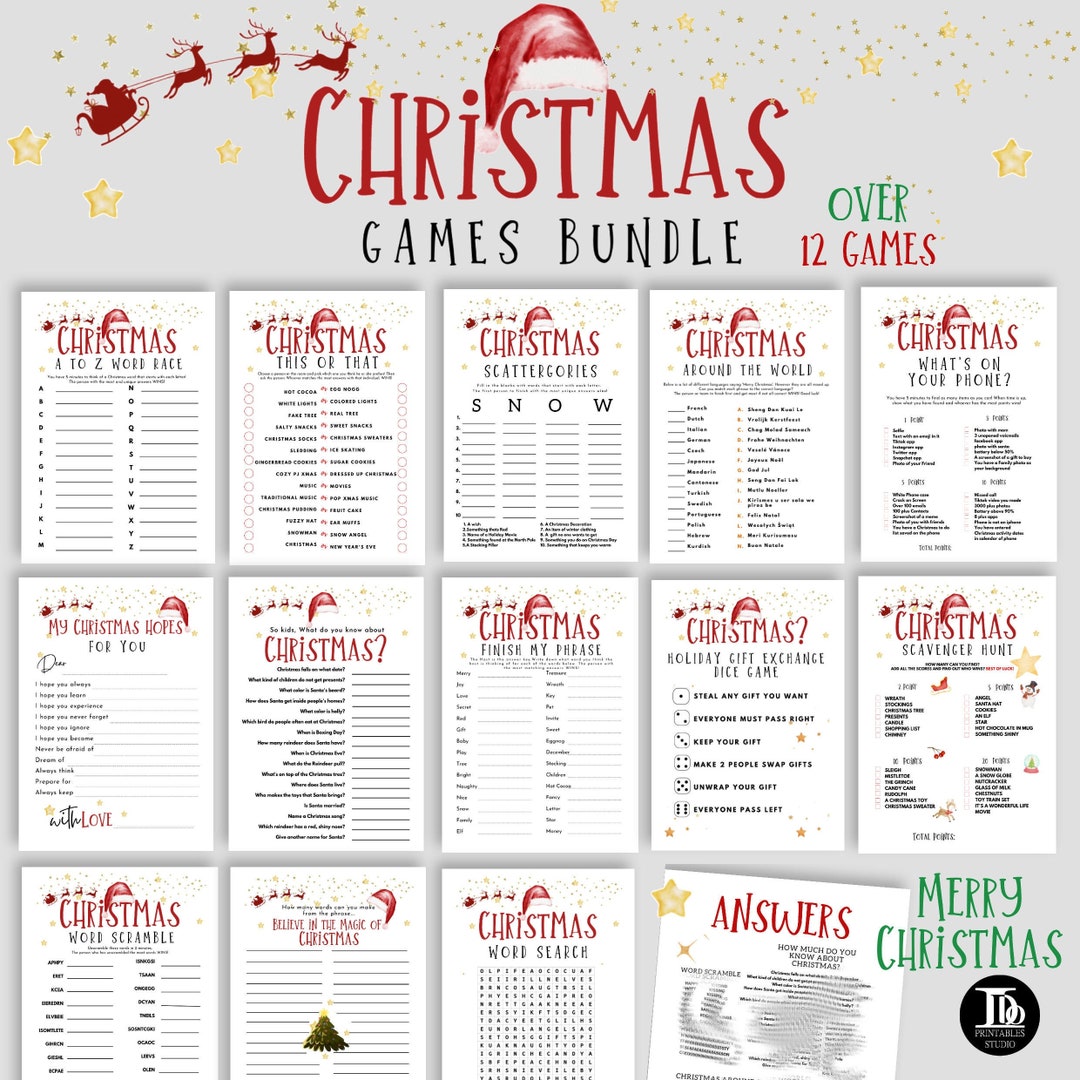Christmas Game Bundle Family Christmas Games Christmas - Etsy
