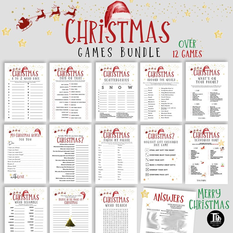 Christmas Game Bundle Family Christmas Games Christmas - Etsy
