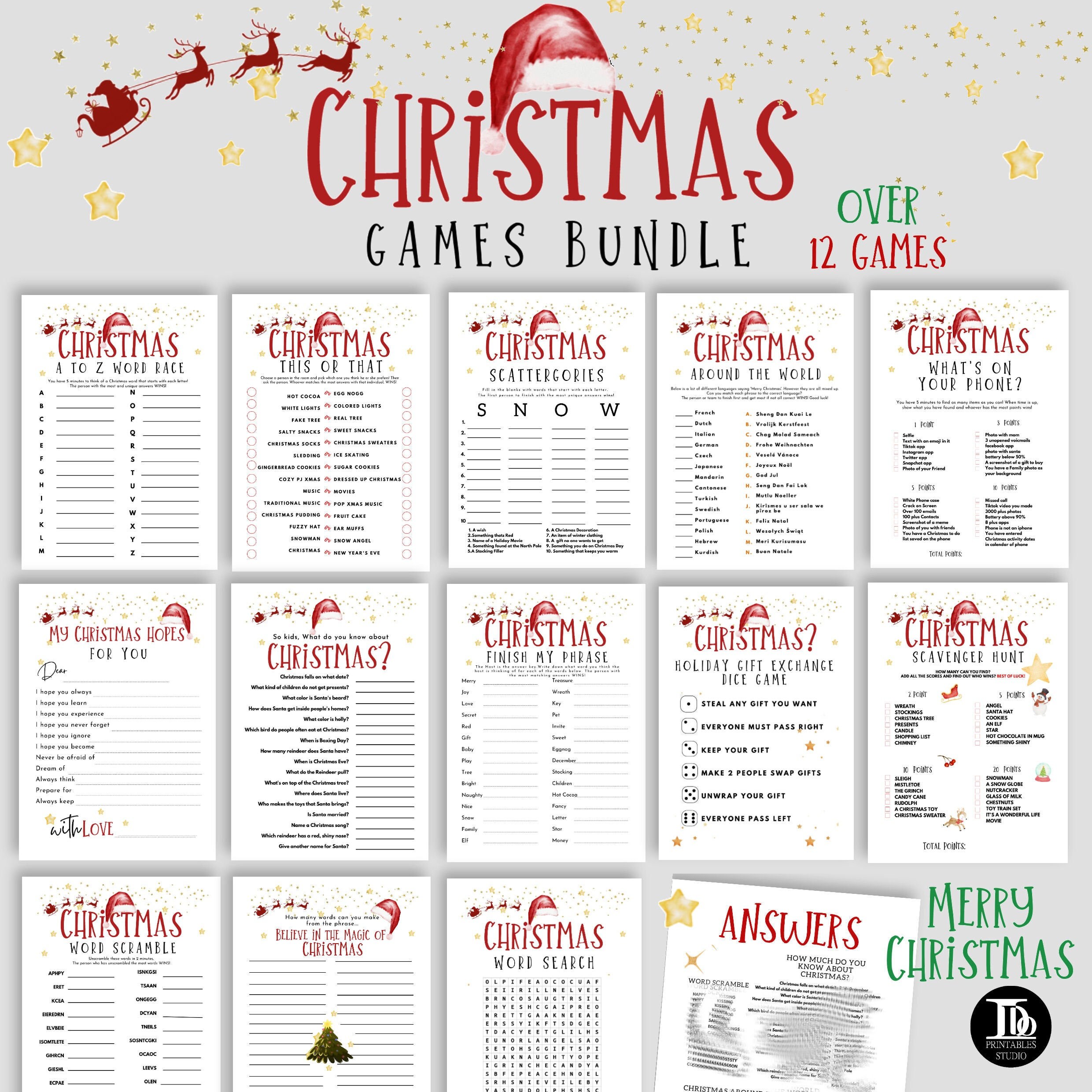 Christmas Game Bundle Family Christmas Games Christmas - Etsy UK