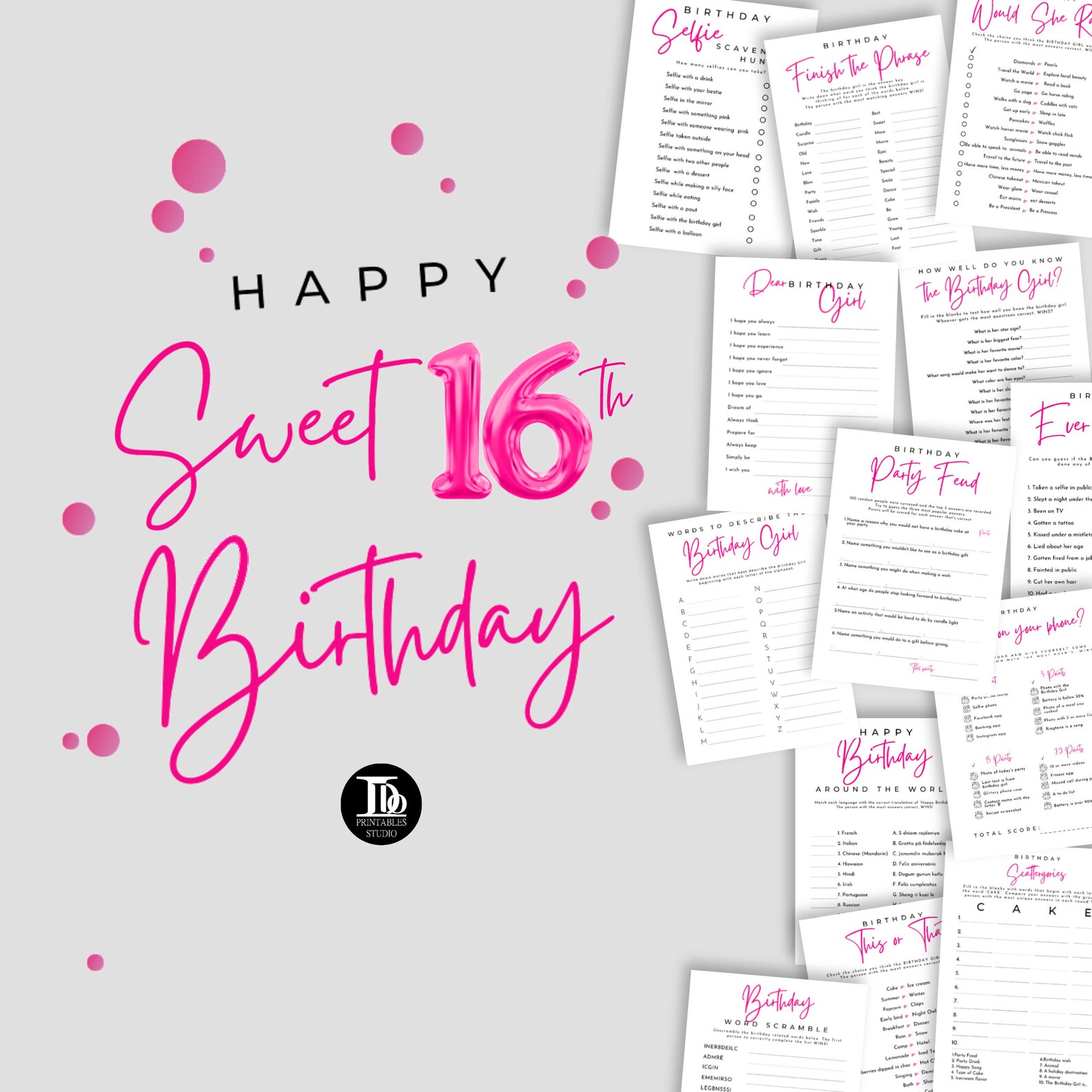 Sweet 16 Games Bundle Printable Sweet 16 Birthday Party - Etsy Canada