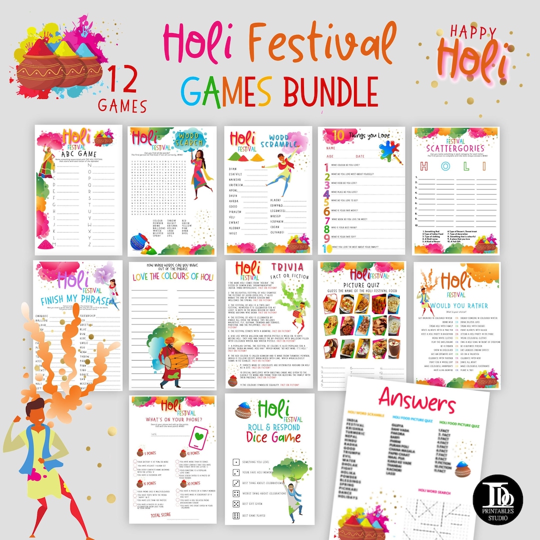 Holi Festival Games Bundle Family Holi at Home Holi - Etsy