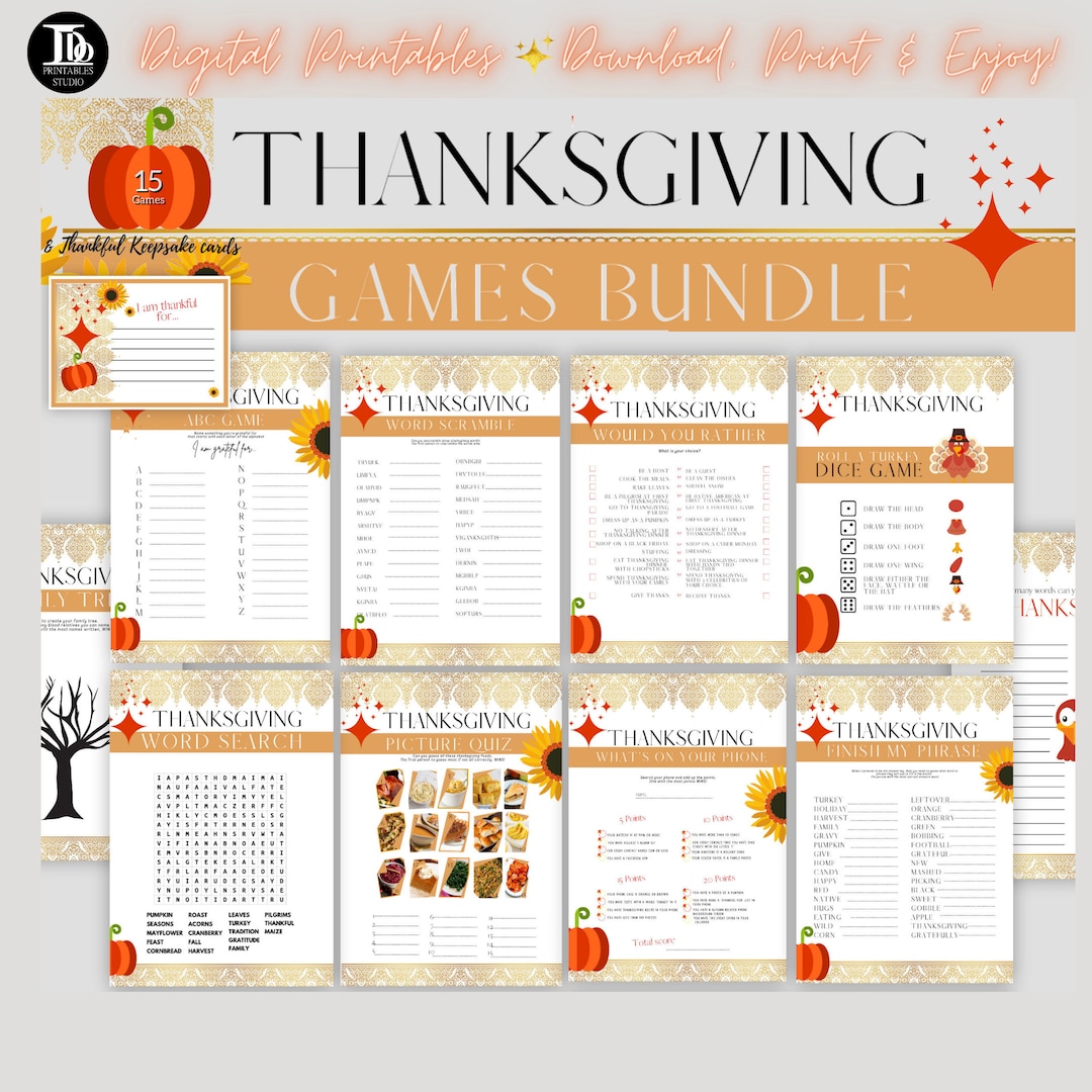 Thanksgiving Games Bundle / Autumn Fall Party Games / Family Fun Games ...