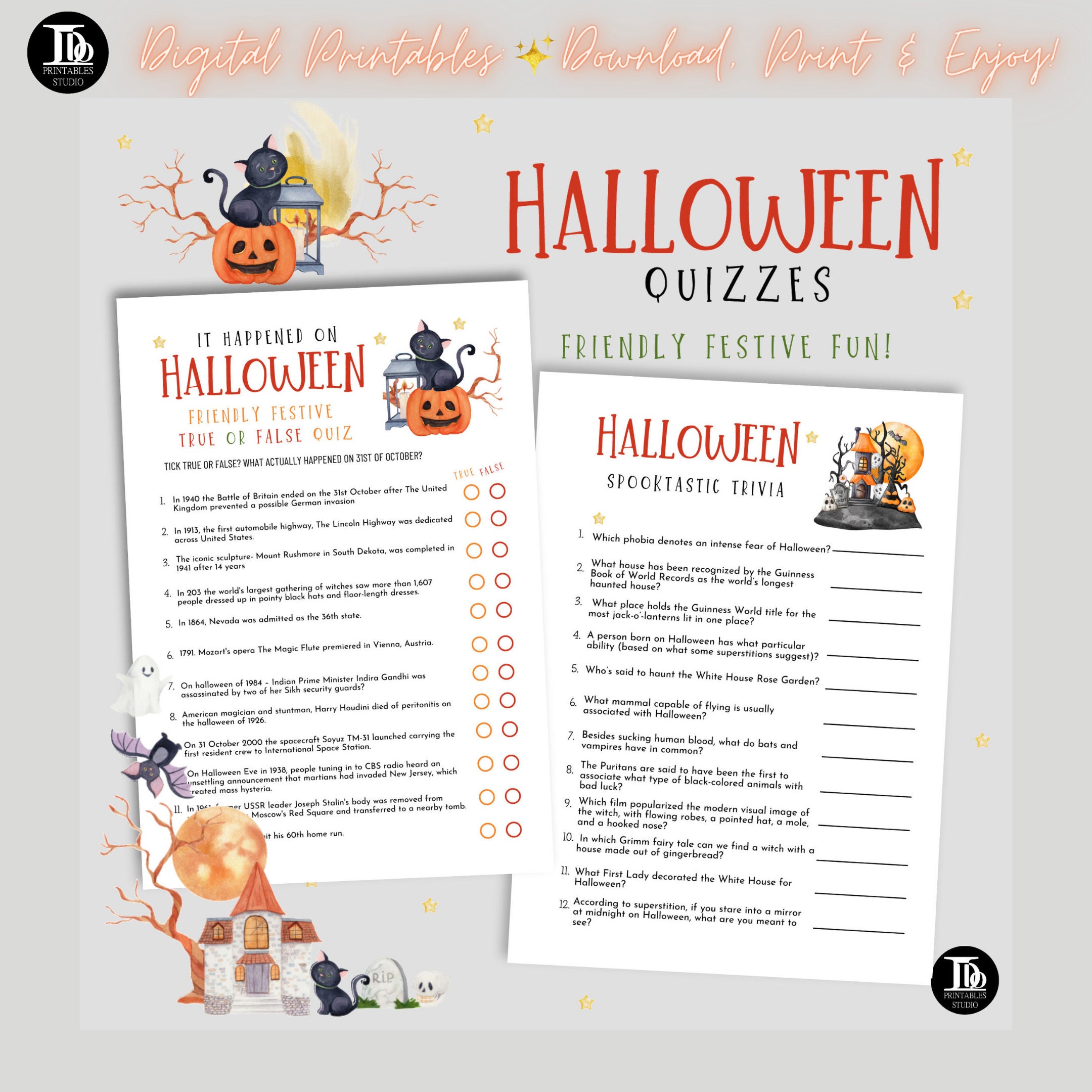Halloween Quizzes Printable | Halloween Office Party Trivia | Halloween ...