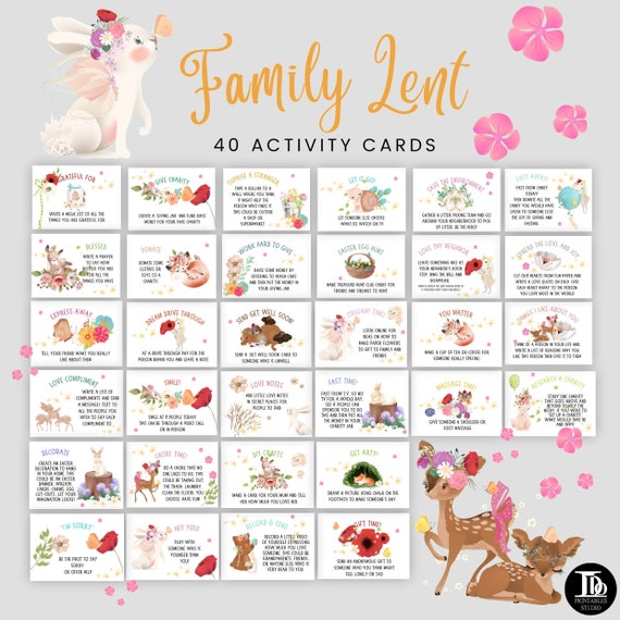Printable 40 Lent Activity Cards Lenten Activity for | Etsy