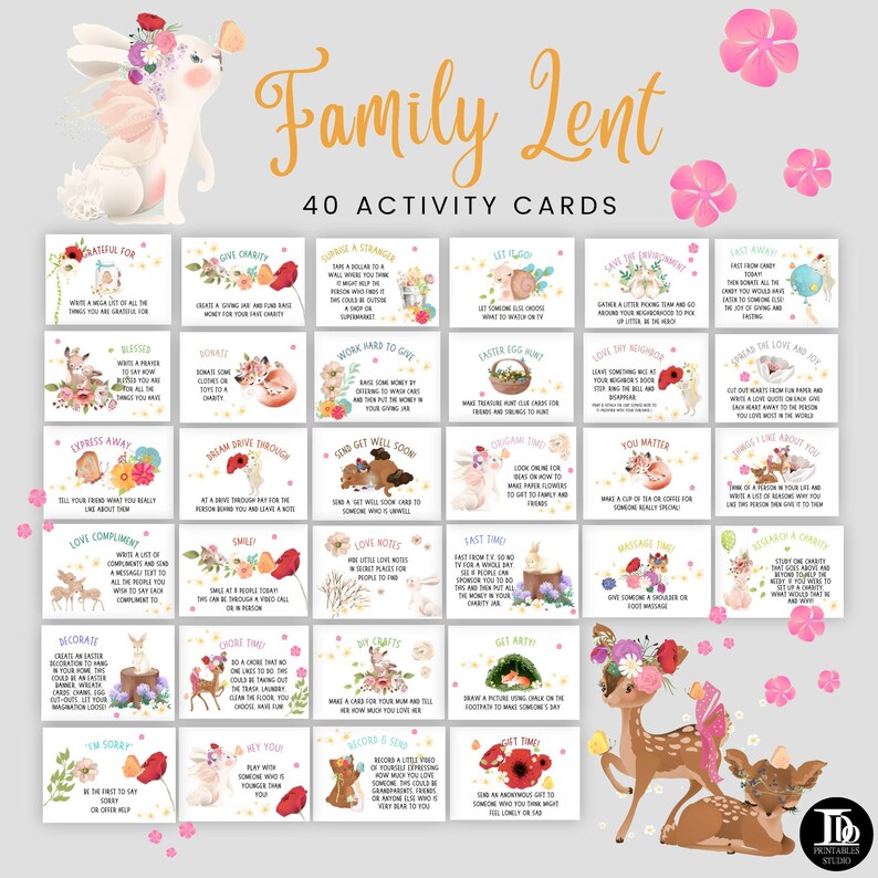 Printable 40 Lent Activity Cards Lenten Activity for - Etsy