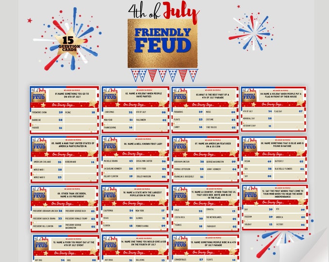 Printable 4th of July Who Am I Game Cards / Family Party Game ...