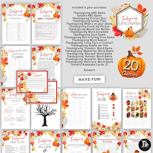 Ultimate Thanksgiving Games Bundle Fun Thanksgiving Party - Etsy