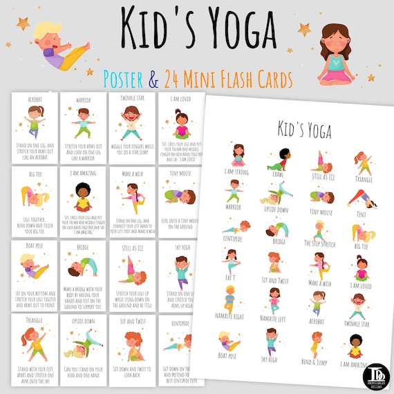 Kid's Yoga Flash Cards Printable Fitness Activity for - Etsy