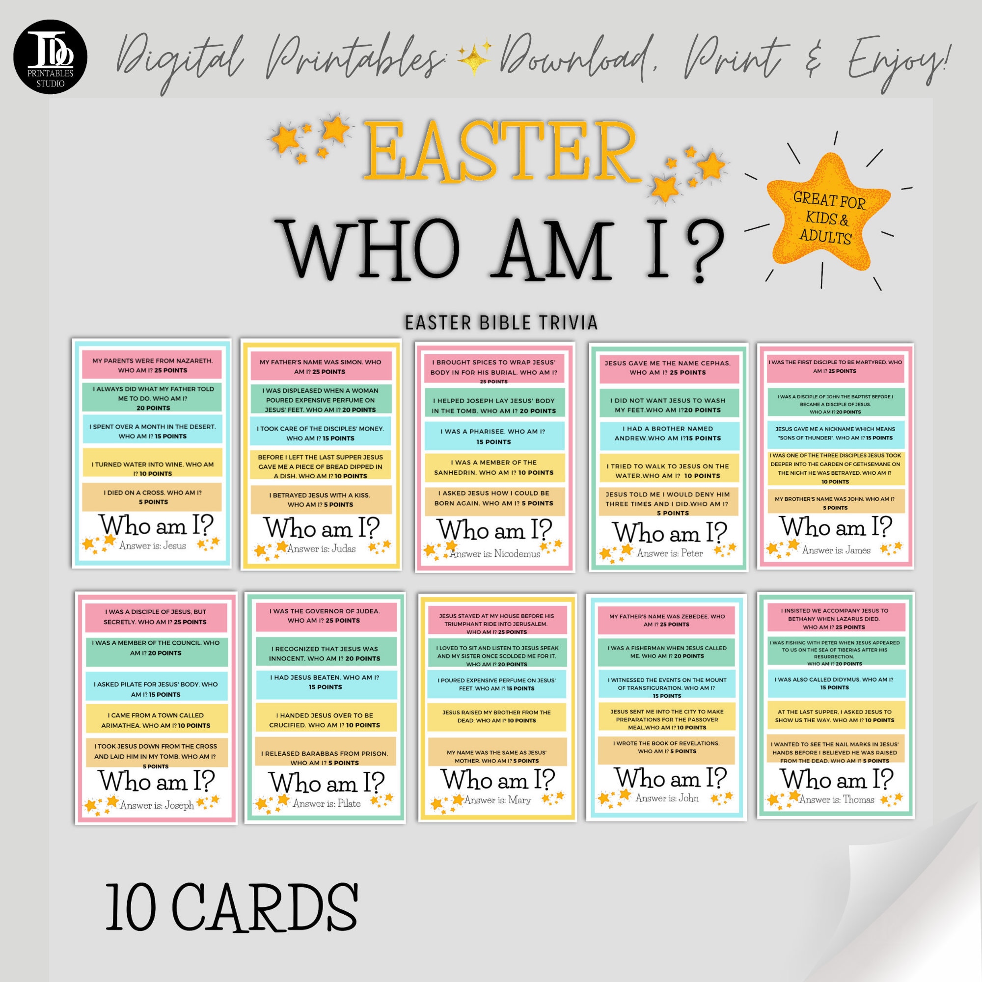 Printable Easter Game Cards / Easter Who Am I Activity / Easter Kids ...