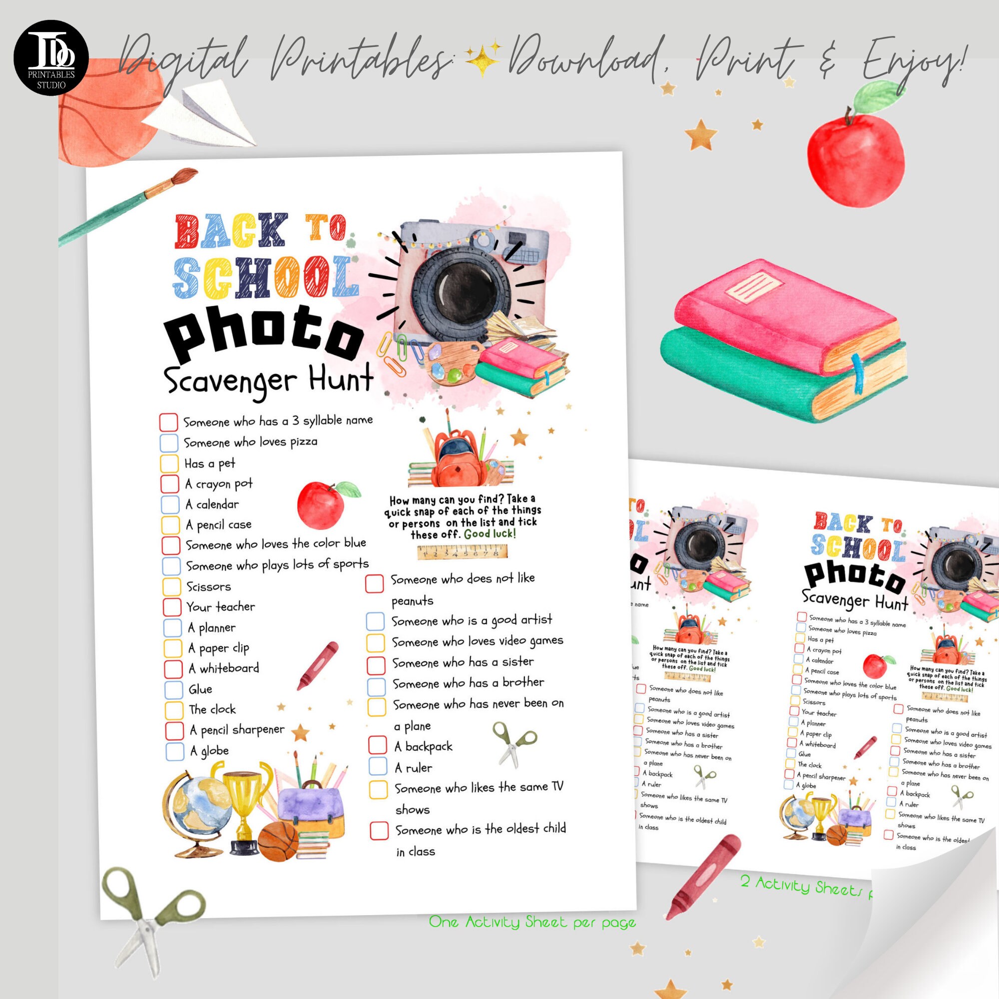 Back to School Photo Challenge Scavenger Hunt for Kids Treasure Hunt ...