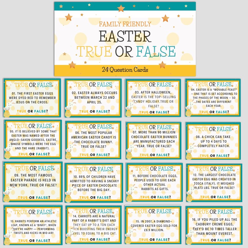 Easter Family Trivia / True or False Game/ Easter Quiz / | Etsy UK