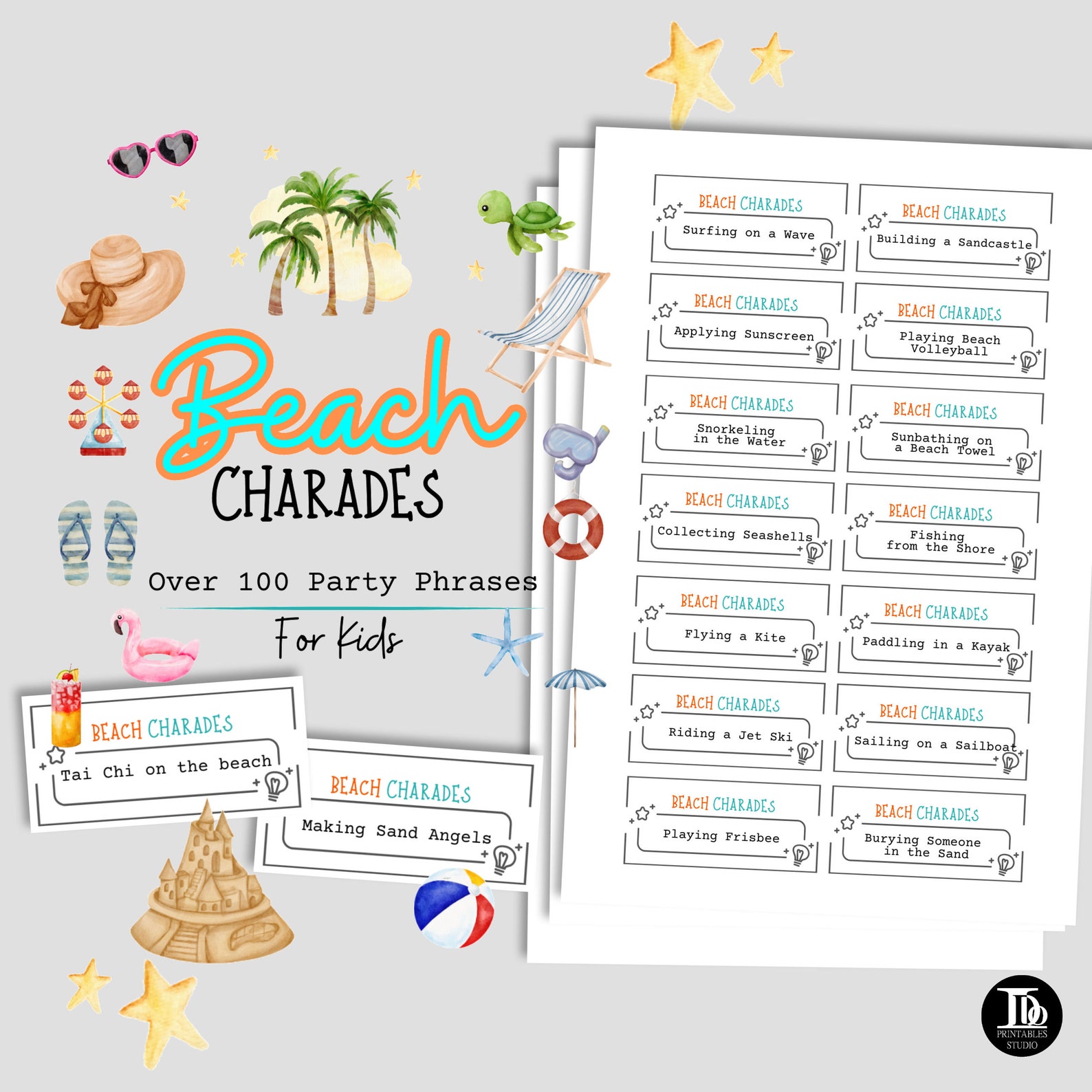 Beach Charades Game for Kids | Boredom Buster Activity | Summer Holiday ...